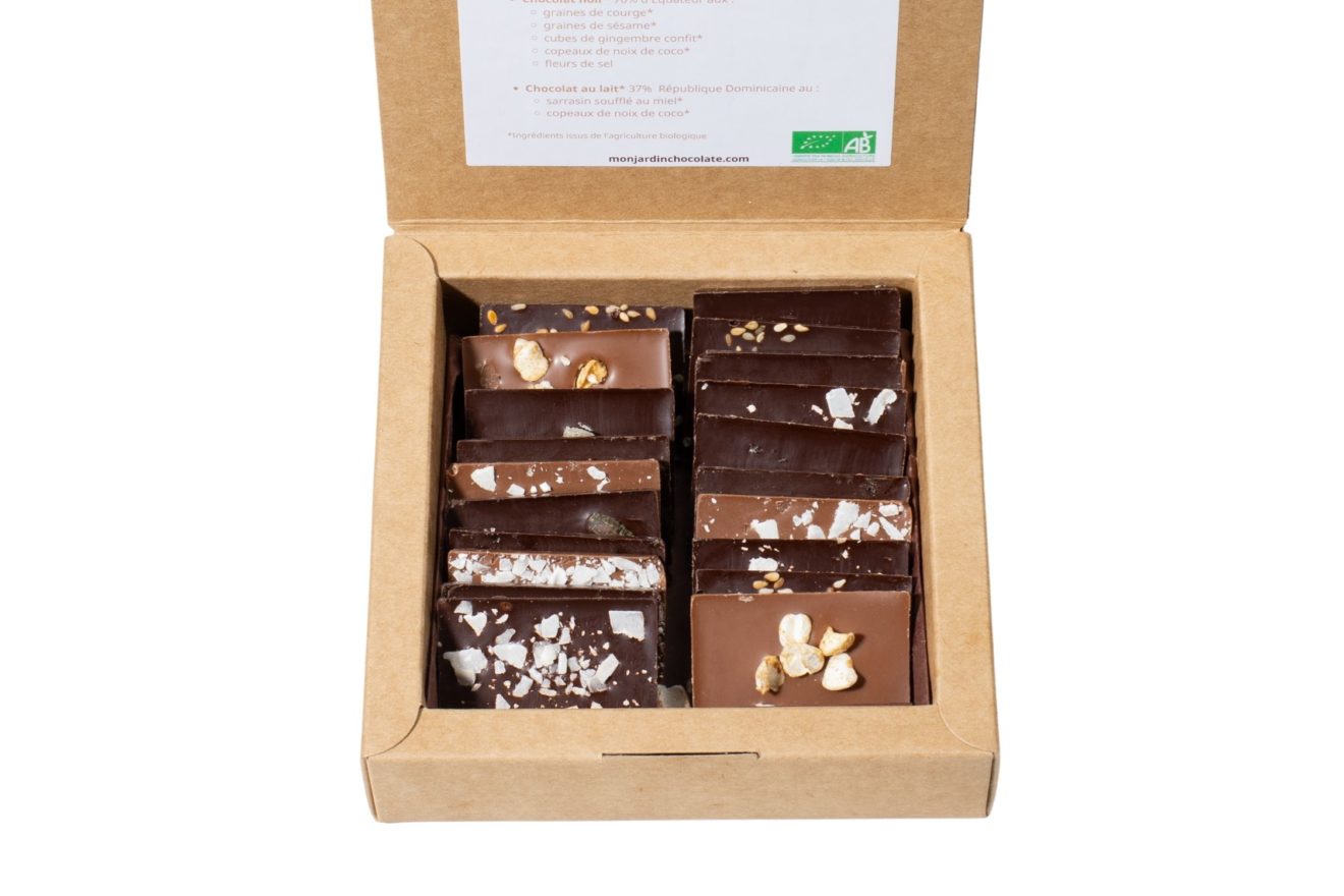 Boîte de 20 mini tablettes bio - Chocolaterie bio et artisanale